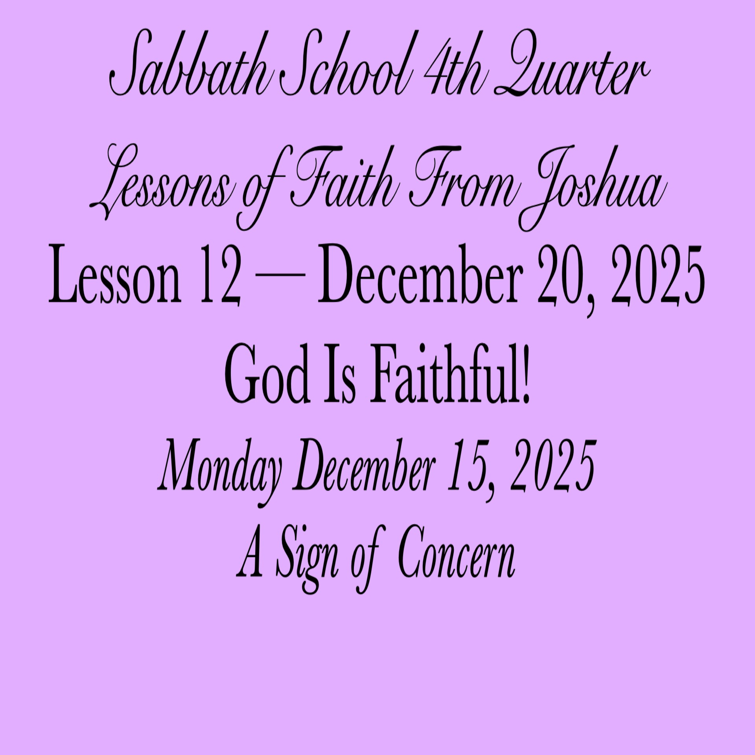 God Is Faithful! — A Sign of Concern – Pastor Obed Matus — Sabbath ...