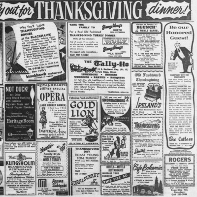 Episode 386: Thanksgiving Newspaper Ads From Restaurants That No Longer ...