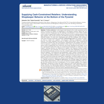 Understanding Shopkeeper Behavior at the Bottom of the Pyramid (Villa ...